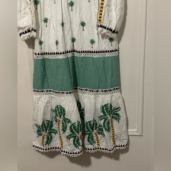 FARM Rio | Dresses | Farm Rio Palm Tree Embroidered Dress Offwhite ...